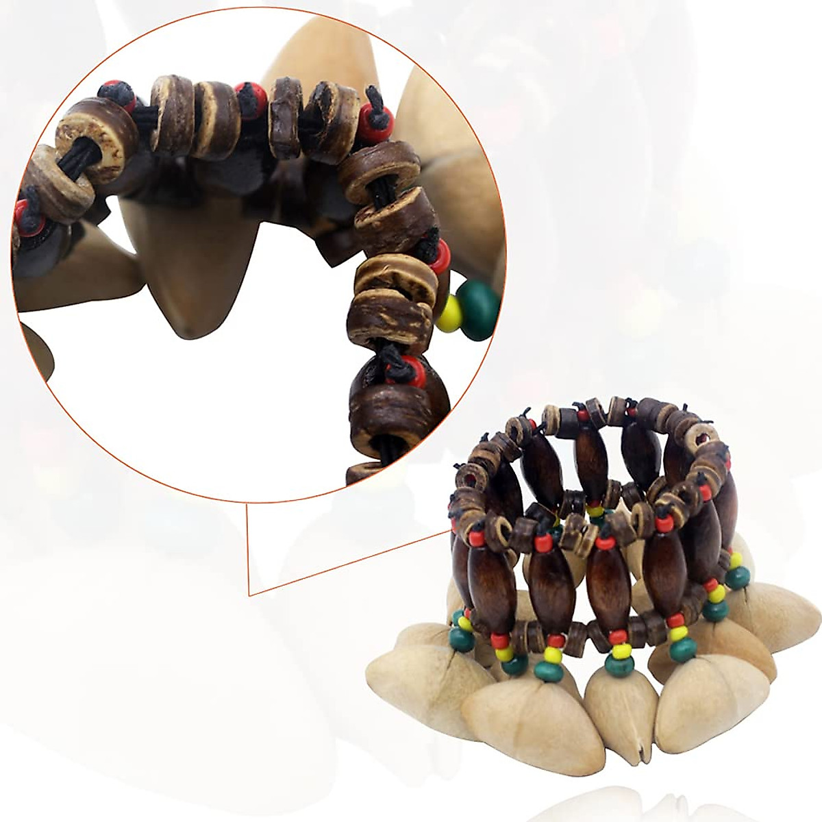 summina Nuts Shell Bracelet, African Tribal Style Nut Handbell, Drum Conga Percussion Accessories
