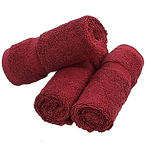 Luxury Hotel & Spa Collection, 100% Turkish Cotton 700 GSM Cloth, for Body wash, Makeup Remover & Facial Cleaning, Baby, face, Dobby Border Soft washcloths Towel Set 13" X 13", Cranberry, Set of 6