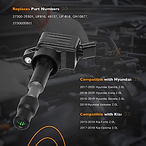 Ignition Coil Pack Set of 4Pcs Compatible with Hyundai Elantra Sonata Kona Kia Forte Optima 2.0L & More Replaces# 27300-2E601, UF816