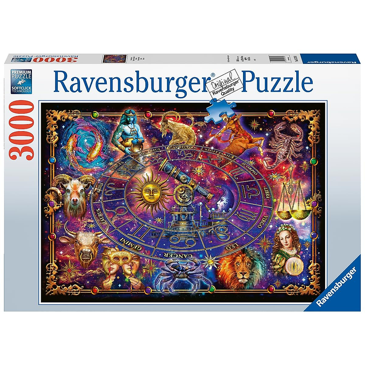 Ravensburger Zodiac 3000 Piece Jigsaw Puzzle - Enthralling Zodiac Illustration | Custom Blueboard | Perfect Interlocking Fit | Vibrant, Matte Finish | Ideal for Advanced Puzzle Enthusiasts