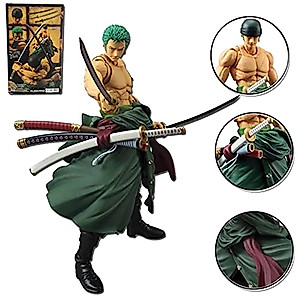 HOUYSA Japanese Animation Integrated Rolonoa Zoro Statue Fighting Version. Pirate King Three Knife Flow Movable Solon PVC Action Model Series Cool Stunt Doll Toys