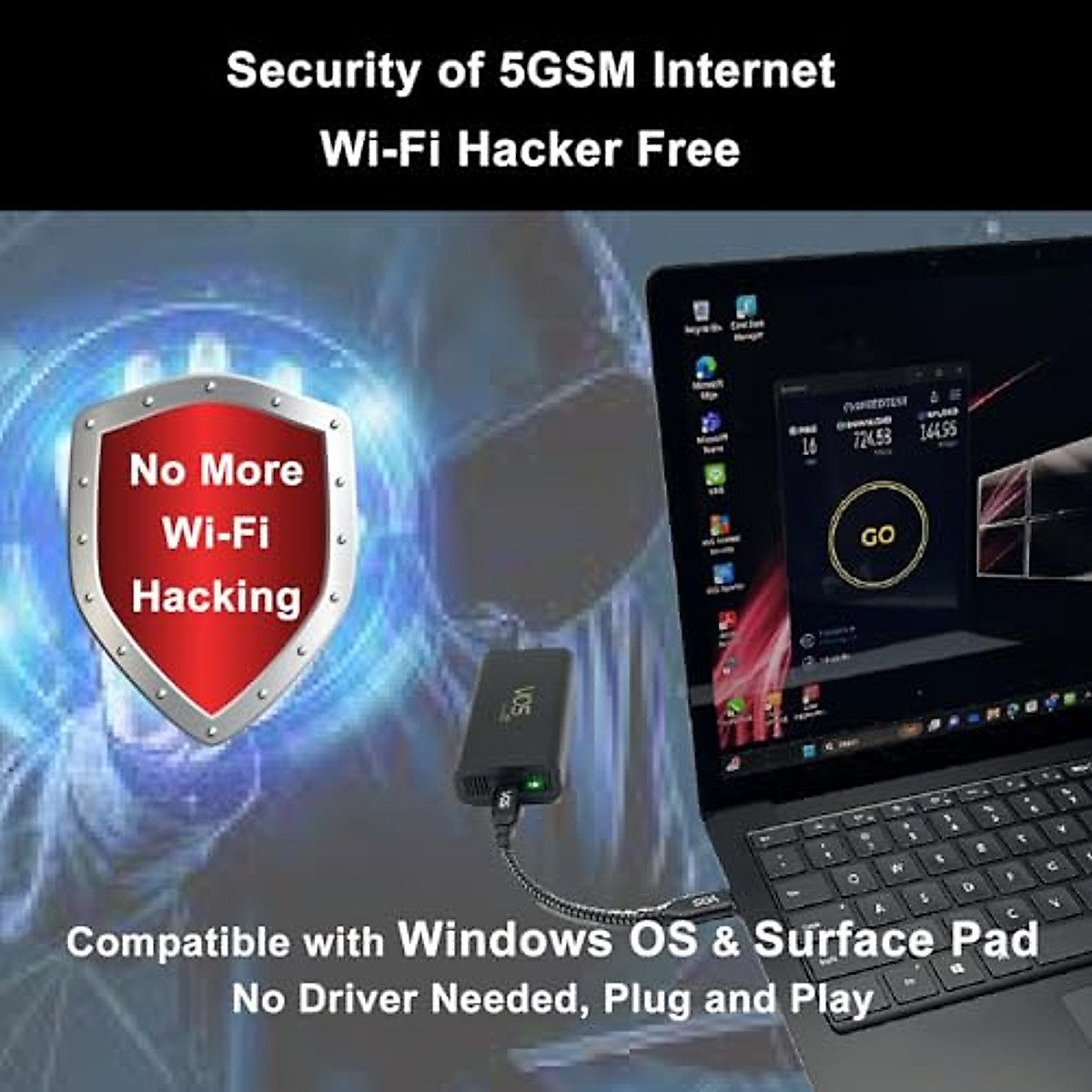 Tri Cascade VOS™ 5G Cellular Travel Internet with Local & Global Access T-Mobile SIM, Supports macOS, iPadOS, Windows, Linux, USB C Dongle for PC, Desktop, Gen10 iPad, MacBook, Surface Tablet