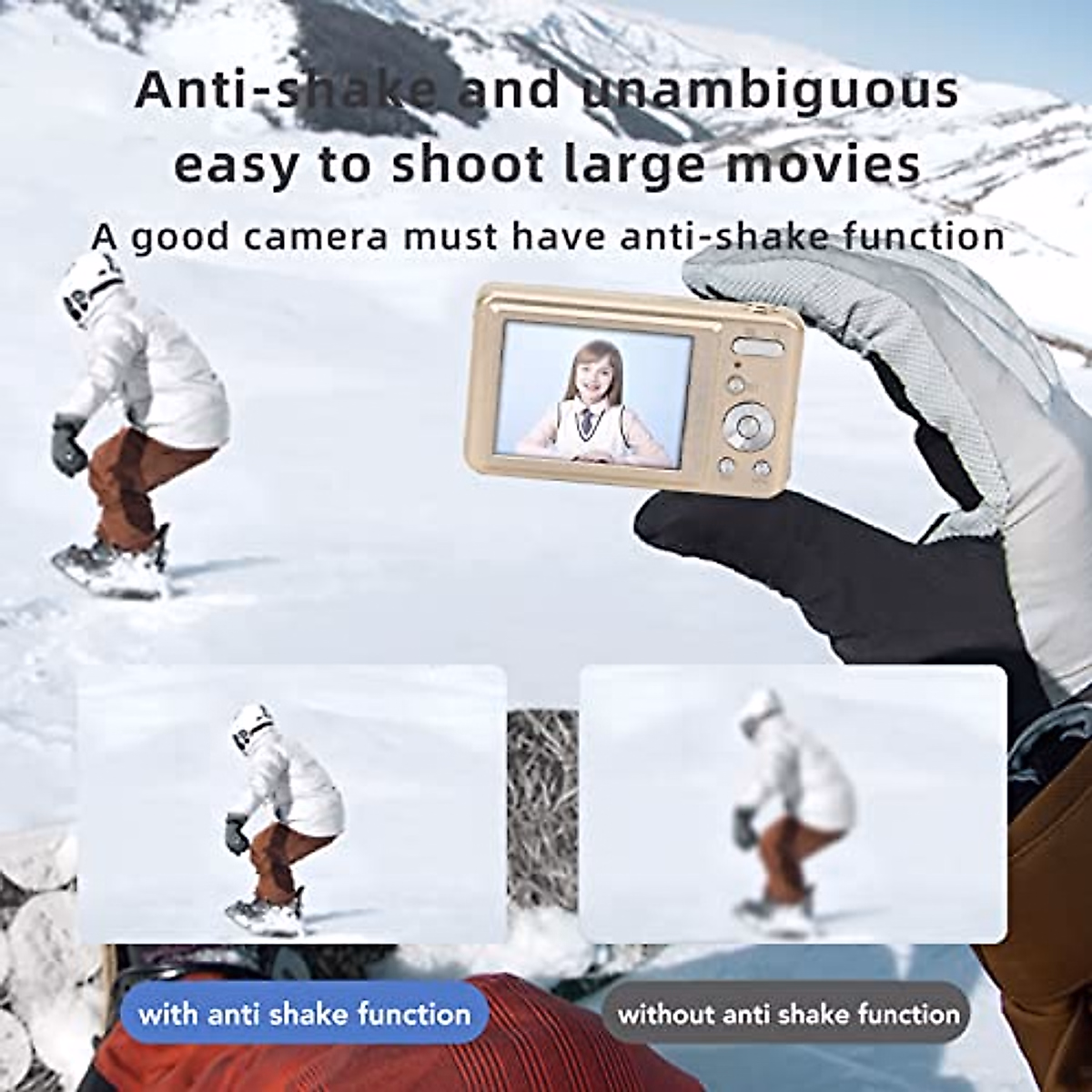 Digital Camera, Kids Camera 2.7in 48MP High Definition Camera with 8X Zoom, Compact Portable Mini Cameras for 4-15 Year Old Kid Children Teen Student Girls Boys(Gold)