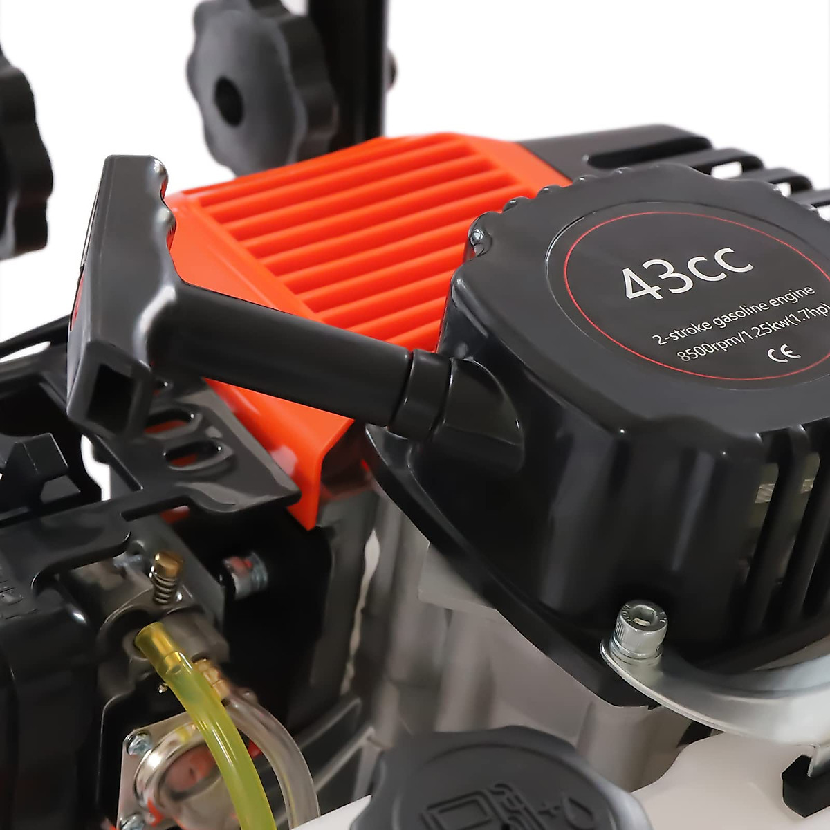 Tiller Cultivator, 43cc 2-Cycle Viper Engine, 0-3.94” Adjustable Height, 3.94” Max Depth, Overhand Handlebars, Lightweight