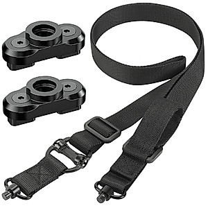 Two Point and Traditional Sling 2 Point Sling Quick Adjust with QD Sling Swivel for Hunting Black