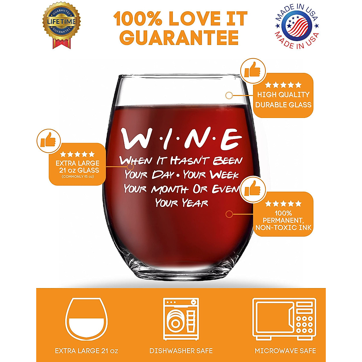 Best Friends Funny Stemless Wine Glass Wine Tumbler Drinking Glass 17 Oz with Funny Sayings For Women & Men