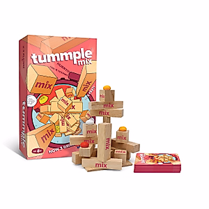 Tummple Mix - Wooden Block Stacking Tower Game – Fun Party Game & Family Board Game for Kids, Teens, & Adults – STEM Educational Game