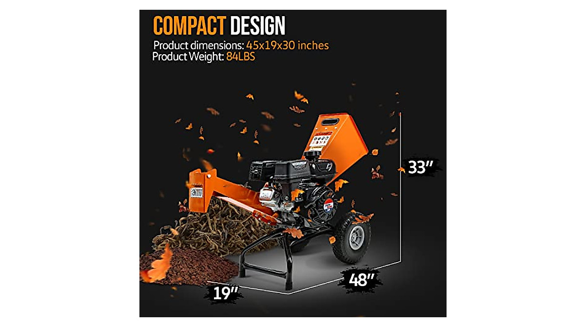 SuperHandy Wood Chipper: 7HP Power & Compact Design