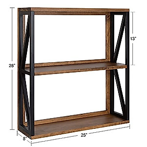 Kate and Laurel Rigby Farmhouse 3-Tier Wall Shelf, 25 x 8 x 28, Rustic Brown and Black, Decorative Modern Floating Shelves for Wall