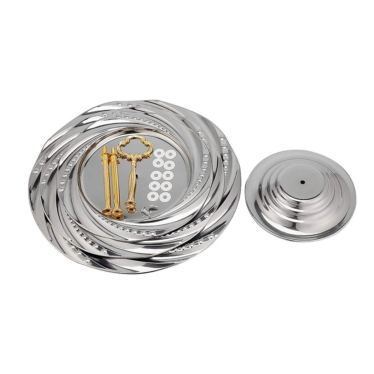 3 Tiered Serving Stand -Stainless Steel Cake Stand Fruits Desserts Buffet Plates Serving Tray Cupcake Stand for Wedding, Birthday Party & Tea Party Gift Christmas Decoration (Silver)