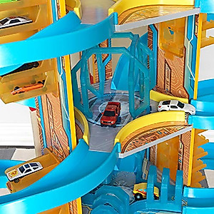KidKraft Super Vortex Racing Tower 5-Story Race Track Toy for Die-Cast Cars; Storage for 50+ Vehicles, Gift for Ages 3+