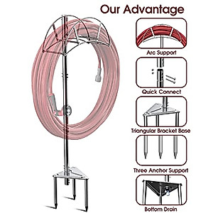 Stainless Steel Hose Holder, Meykwod Garden Hose Holder Freestanding, Water Hose Holders for Outside, In ground Heavy Duty Hose Organizer Outdoor, Hose Rack for Outside Yard