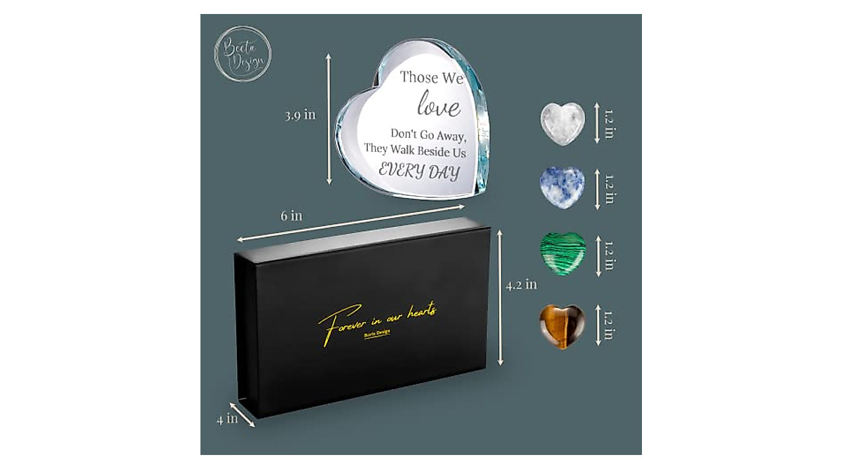 Memorial Gifts - Hand-Carved Seasonal Stones & Glass Heart | BECTA DESIGN