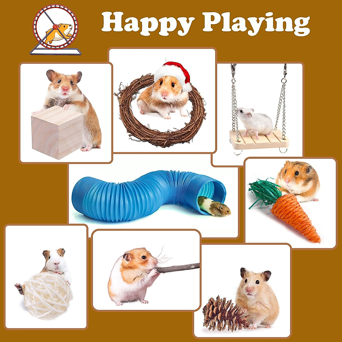 kathson Hamster Tunnels,Pet Plastic Tube,Guinea Pig Foldable Exercising Training Hide Tunnel,with Fun Chinchillas Chew Toys for Gerbils Ferrets Rats Mice and Other Small Animals (Blue)