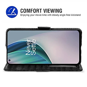 Asuwish Compatible with OnePlus Nord N10 5G Wallet Case with Tempered Glass Screen Protector and Flip Card Holder Stand Cell Phone Cover for One Plus N 10 G5 1 Plus 10N 1plus One+ 1+ N105G Women Black