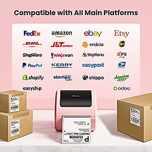 Bluetooth Shipping Label Printer 4x6 - Wireless Thermal Label Printer for Small Business, Thermal Printer for Shipping Labels, Shipping Label Maker, Compatible with USPS, Shopify, Amazon, Ebay