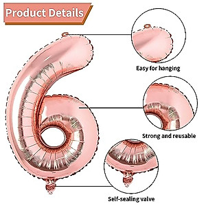 Funhot 40 Inch Rose Gold Number 60 Balloon, 60th Birthday Balloons, Rose Gold Birthday Print Matt White Pink Latex Balloons Giant 60 Foil Balloons for Women 60th Birthday Party Decoration Anniversary