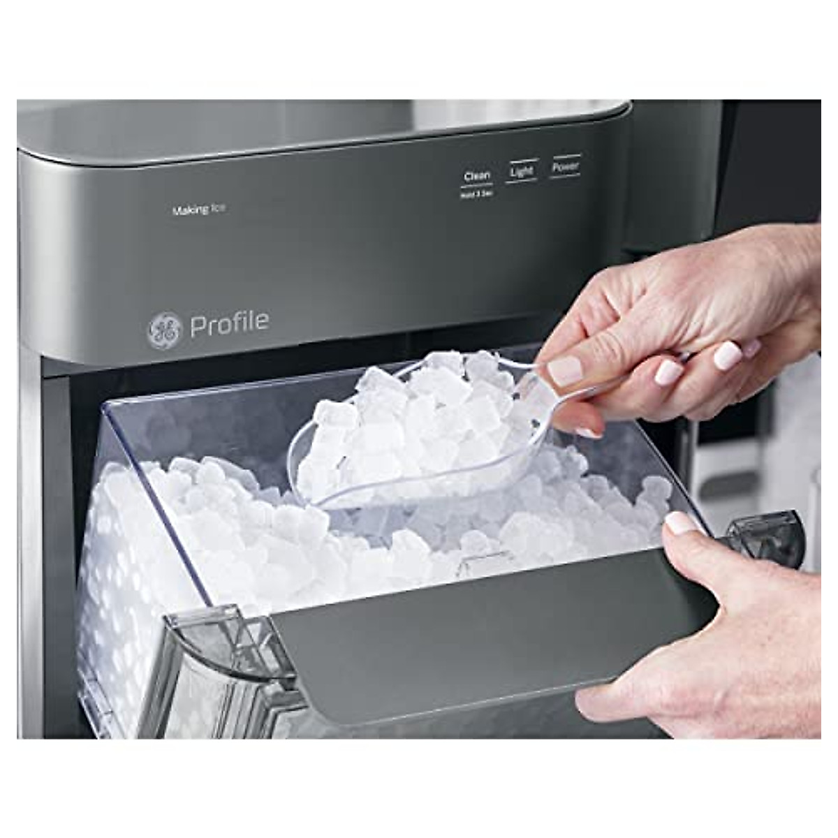 GE Profile Opal 2.0 | Countertop Nugget Ice Maker with Side Tank | Ice Machine with WiFi Connectivity | Smart Home Kitchen Essentials | Stainless Steel