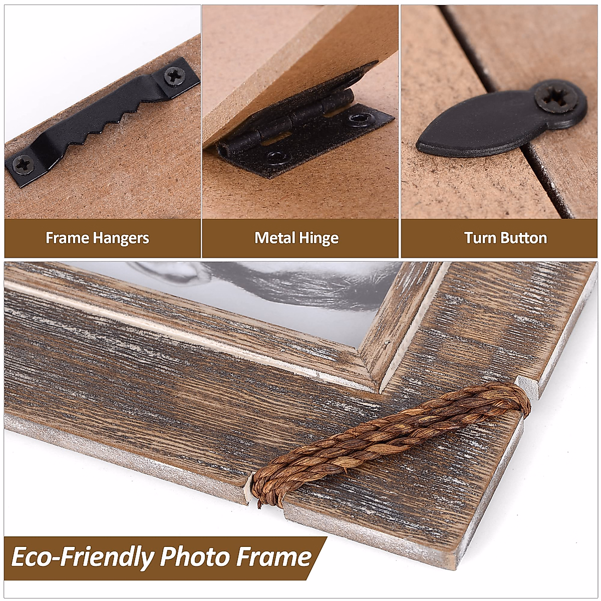 AKRILANE 11x14 Picture Frame Wood Rustic, Decorative, Distressed & Vintage Looking Photo Frames Wall Decor for Wall Mount & Table Top Display for Home Decor – 11 x 14 Wedding Picture Frames – Style D