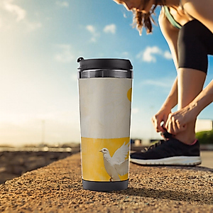 13 Oz Travel Mug A White Dove Flies By Stainless Steel Double Wall Vacuum Leak Proof Insulated Tumbler with Lid Hot And Cold Beverage Holder for Travel Picnic Outdoor