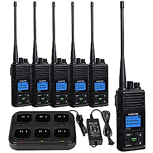Samcom 2 Way Radio Rechargeable 5w Long Range Two Way Rasio for Adults 1500mAh Programmable Walkie Talkie Heavy Duty with 6 Way Multi-Unit Charger Gang
