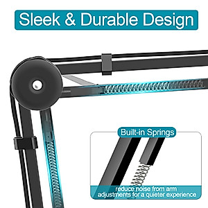 Boom Arm, Aveek Foldable Desktop Mic Boom Arm Fully Adjustable Scissor 360°Rotatable Microphone Arm Stand with Desk Mount Microphone Clip 3/8" - 5/8" Adapter for Blue Yeti Snowball HyperX QuadCast