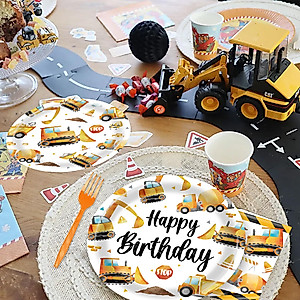 BQK 96 Pcs Construction Plates and Napkins Construction Party Decorations Construction Paper Plates Construction Birthday Party Supplies