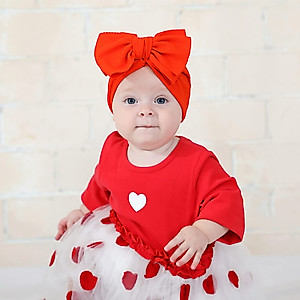 Cinaci 8 Pack Solid Big Knotted Hair Bow Large Bowknot Knot Beanie Turban Hats Caps Headwraps for Baby Girls Infants Toddlers Kids