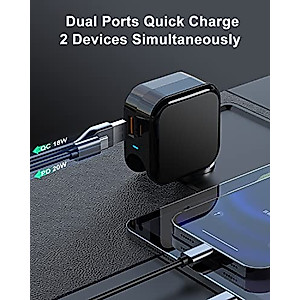 SAUNORCH USB C Car Charger Block, Cigarette Lighter Adapter and USB Wall Phone Charger W/ 2 in 1 Foldable Plug 20W Type C PD &18W QC 3.0 Charger Fast Charging for iPhone 14/13/12/11/XR,iPad, Samsung