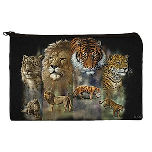 Lion Tiger Snow Leopard Big Cats Pencil Pen Organizer Zipper Pouch Case