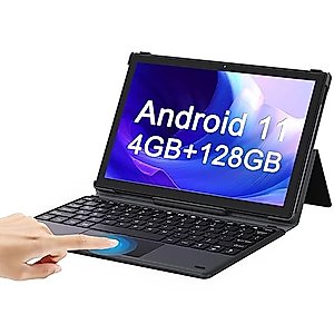 Android Tablet 10.1 inch, 2 in1 Android 11 Tablets with Keyboard, Octa-Core 4GB RAM 128GB ROM, 1920X1200 IPS Touchscreen,13MP Camera, 2.4G/5G WiFi, BT 5.0, Google GMS Certified Tablet PC