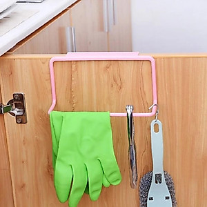 Typutomi 2Pcs Kitchen Cabinet Rag Towel Rack, No Punching Plastic Storage Hanging Rack Towel Bar Shelf Hand Towels Holder for Bathroom,Kitchen,Living Room(Blue&Green)