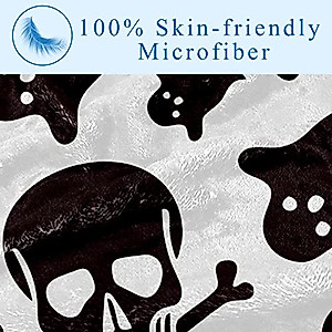 Halloween Skull Ghost Prints Soft Warm Cozy Blanket Throw for Bed Couch Sofa Picnic Camping Beach, 150×100cm