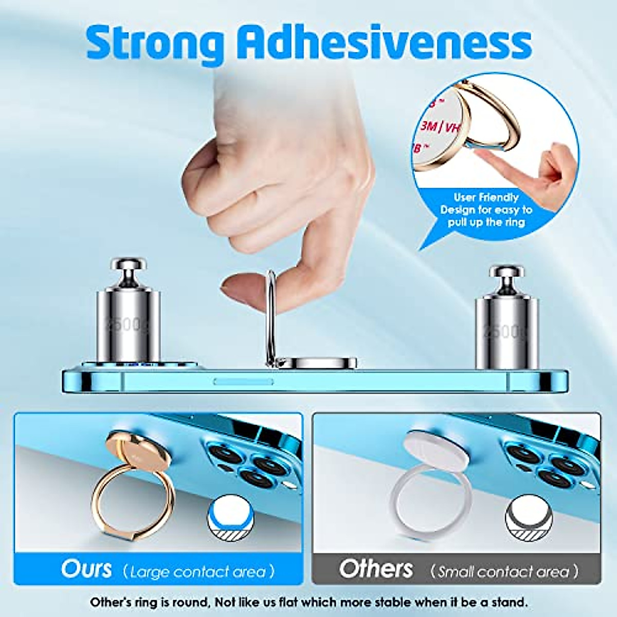 WixGear (2 Pack), Phone Ring Holder, Universal Magnetic Cell Phone Finger Holder with Kickstand Phone Holder for Hand, Phone Ring Grip Works with Magnetic Car Mounts Compatible with All Phones (Gold)