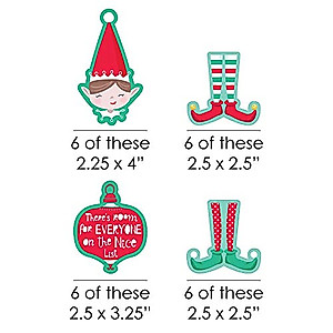 Big Dot of Happiness Elf Squad - Paper Straw Decor - Kids Elf Christmas and Birthday Party Striped Decorative Straws - Set of 24