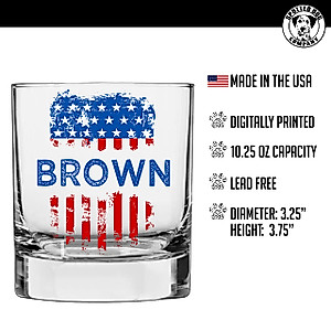 Personalized Printed 11oz Whiskey Glass - Custom Bourbon Christmas Gifts for Men, Dad Scotch Drinking Birthday Glasses, Groomsmen, Liquor Cocktail Rocks Old Fashioned, Patriotic US Flag