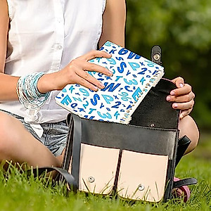 Blue English Letters Digital Spiral Journal Notebook for Women Men A5 Memo Notepad Sketchbook with Durable Hardcover & 60 Pages College Notebooks for Boys Grils Study Notes Work School Journaling