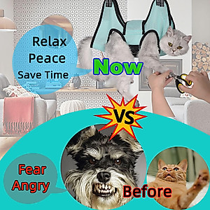 JDMYCYCQXF Cat Grooming Hammock Harness, Cat Holder for Grooming with Cat Nail Clippers/Trimmer,Nail File (Size:XS)