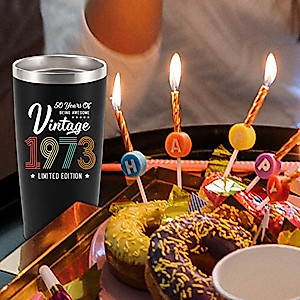 LEJIAJINW 50th Birthday Gifts for Women or Men, Turning 50 Year Old Birthday Gifts, 50s Birthday 50th Anniversary Decorations 50th Fiftieth Presents Tumbler Cup