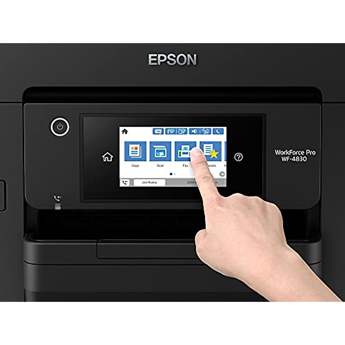Epson Workforce Pro WF-4830 All-in-One Wireless Color Inkjet Printer - Print Scan Copy Fax - 4.3" Touchscreen Display, 25 ppm, 4800 x 2400 dpi, Auto 2-Sided Printing, 50-sheet ADF, 500-Sheet, Ethernet