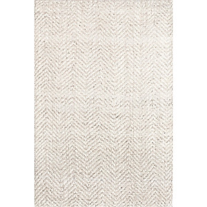 nuLOOM Lisandra Casual Chevron Jute Area Rug, 6x9, Off-white