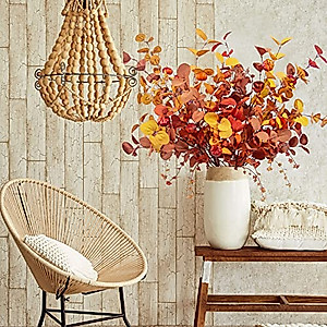 6 Pcs Fall Artificial Eucalyptus Stems Home Decor 32''/80cm Tall Fall Flowers Eucalyptus Leaves Berry Pumpkins for Autumn Thanksgiving Floral Arrangement Wedding Farmhouse Decorations Indoor Outdoor