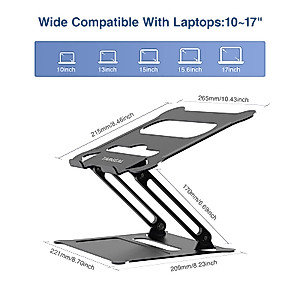 Targeal Adjustable Laptop Stand,Portable Desk Laptop Computer Stand Riser&Multi-Angle Stand with Heat-Vent to Elevate Laptop Holder for Mac,Notebook,Lenovo More10-17 Laptop (Silver)