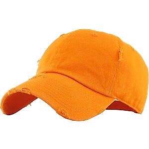 KBETHOS KBE-VINTAGE ORG Vintage Washed Cotton Baseball Cap, Orange