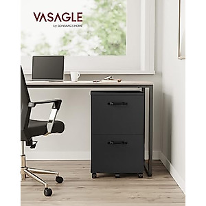 VASAGLE 2-Drawer Rolling File Cabinet, Filing Cabinet for Home Office, Printer Stand, for A4, Letter-Size Files, Hanging File Folders, Industrial, Matte Black UOFC040B16