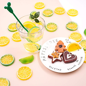 SNAIL GARDEN 30Pcs Artificial Lemon Slices Blocks, 20Pcs Simulation Lemon Slice+10Pcs Fake Lemon Block-Double Side Decorative Fake Fruit Model for Lemon Party Decor Vase Filler Tumbler Topper DIY