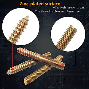 10Pcs Hanger Bolts Double Headed Bolts Kit,with (M8x1.25mm) Hanger Bolt Driver, Hanger Bolts for Wood Furniture(M8x50mm)