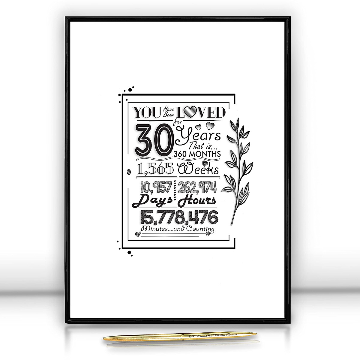 DOUBLESHOOT Black Frame Sign Poster 30th Birthday Decorations for Men Women 12"x16"- 30 Birthday Party Favors, Guest Book Alternative – with Pen & Wall Hanger, Dirty 30 Gifts for Him Her