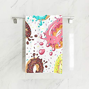 linomo Hand Towel Colorful Donut Towel Cotton Face Towel Dish Towel for Kids Girls Boys Adult