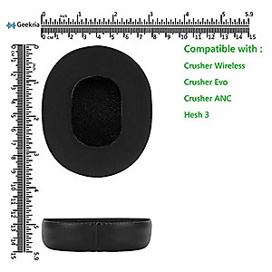 Geekria Sport Cooling-Gel Replacement Ear Pads for Skullcandy Crusher Wireless, Crusher Evo, Crusher ANC, Hesh 3, Hesh Evo, Hesh ANC Headphones Ear Cushions, Headset Earpads, Ear Cups (Black)